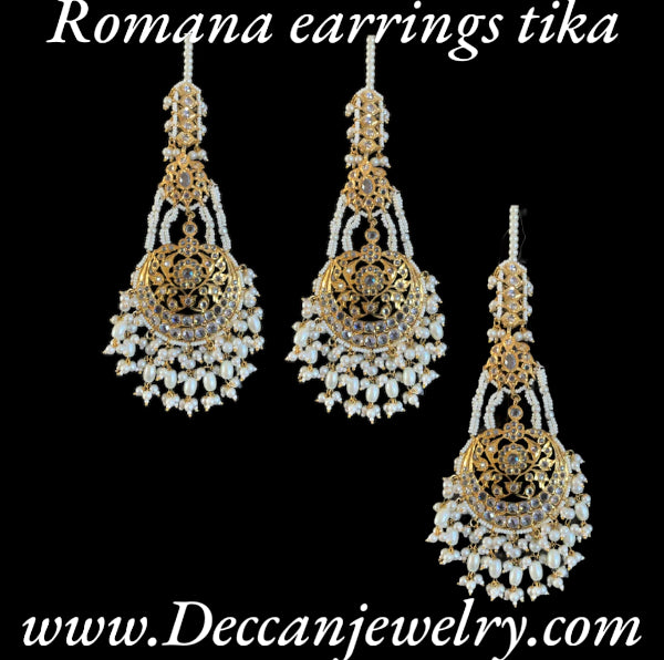 Deccan Jewelry Romana Earrings Tika in Pearls Ships in 4 Weeks