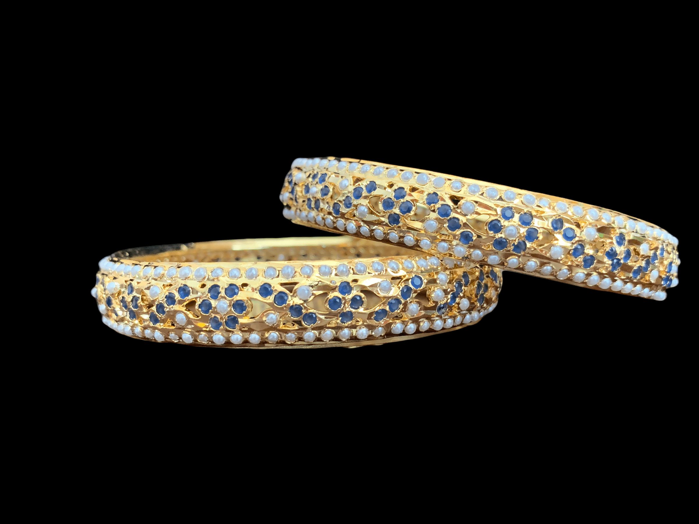 Leela Bangles In Sapphire Blue — Shop Custom Deccan Jewelry
