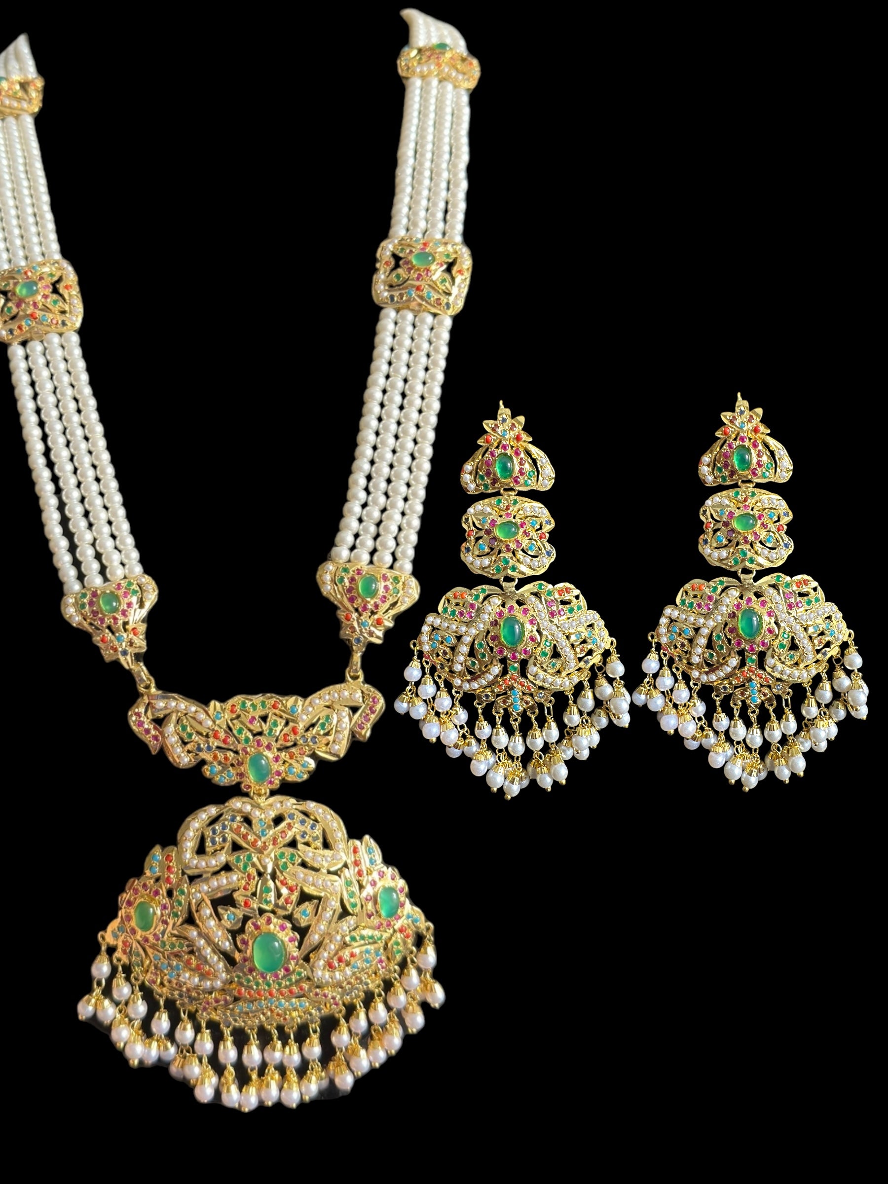 DLN97 Filza jadau rani haar in Navratan ( READY TO SHIP ) – Deccan Jewelry