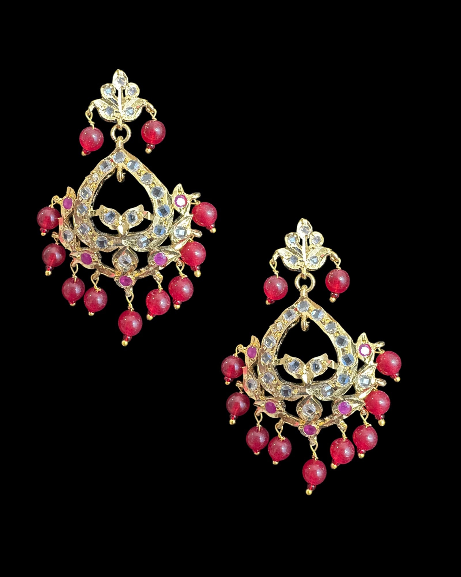 DER745 Dina hyderabadi Ruby Chandbali ( READY TO SHIP ) – Deccan Jewelry