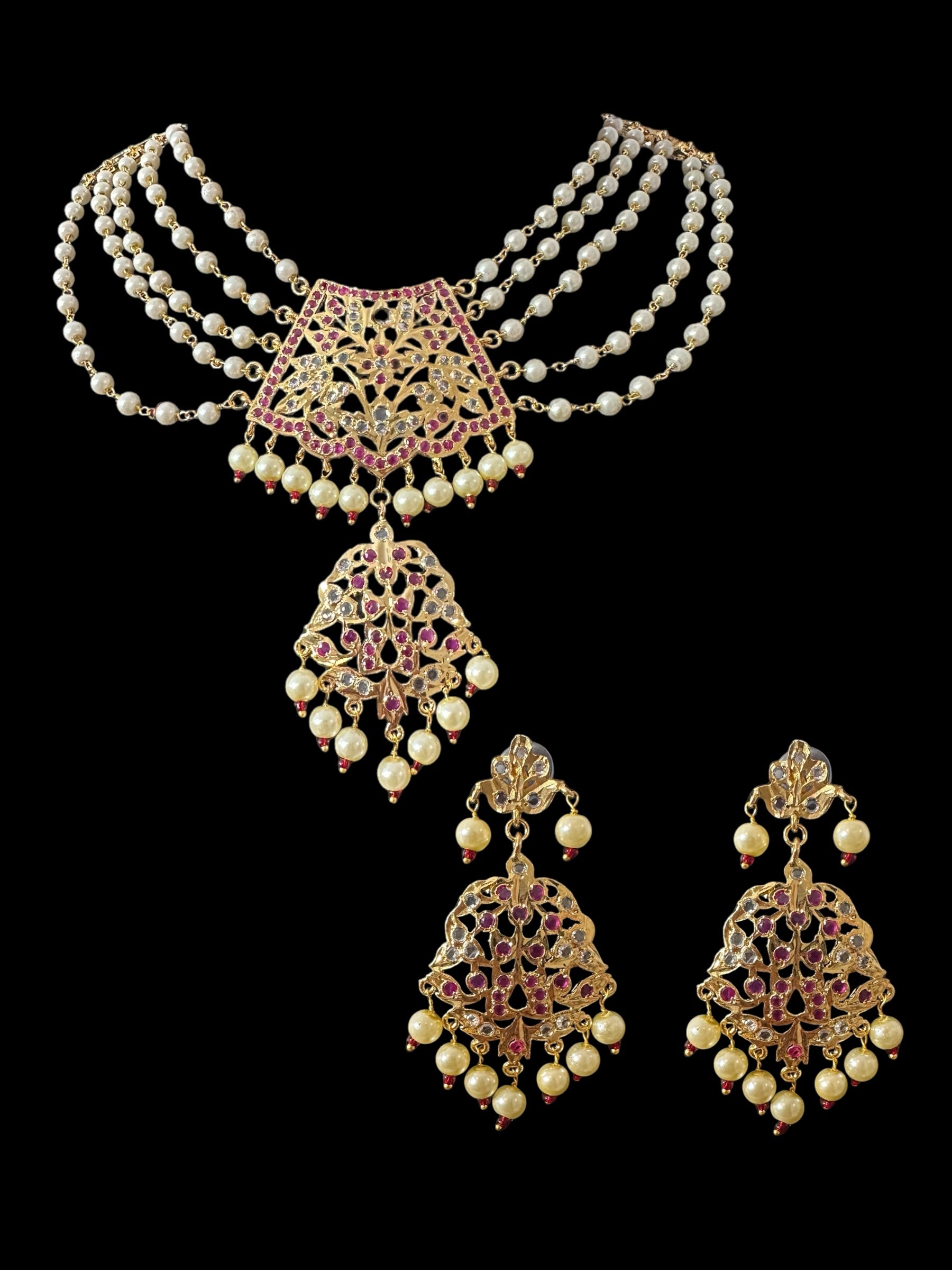 C565 AABHA Chandan haar inspired choker in rubies ( SHIPS IN 3 WEEKS ...