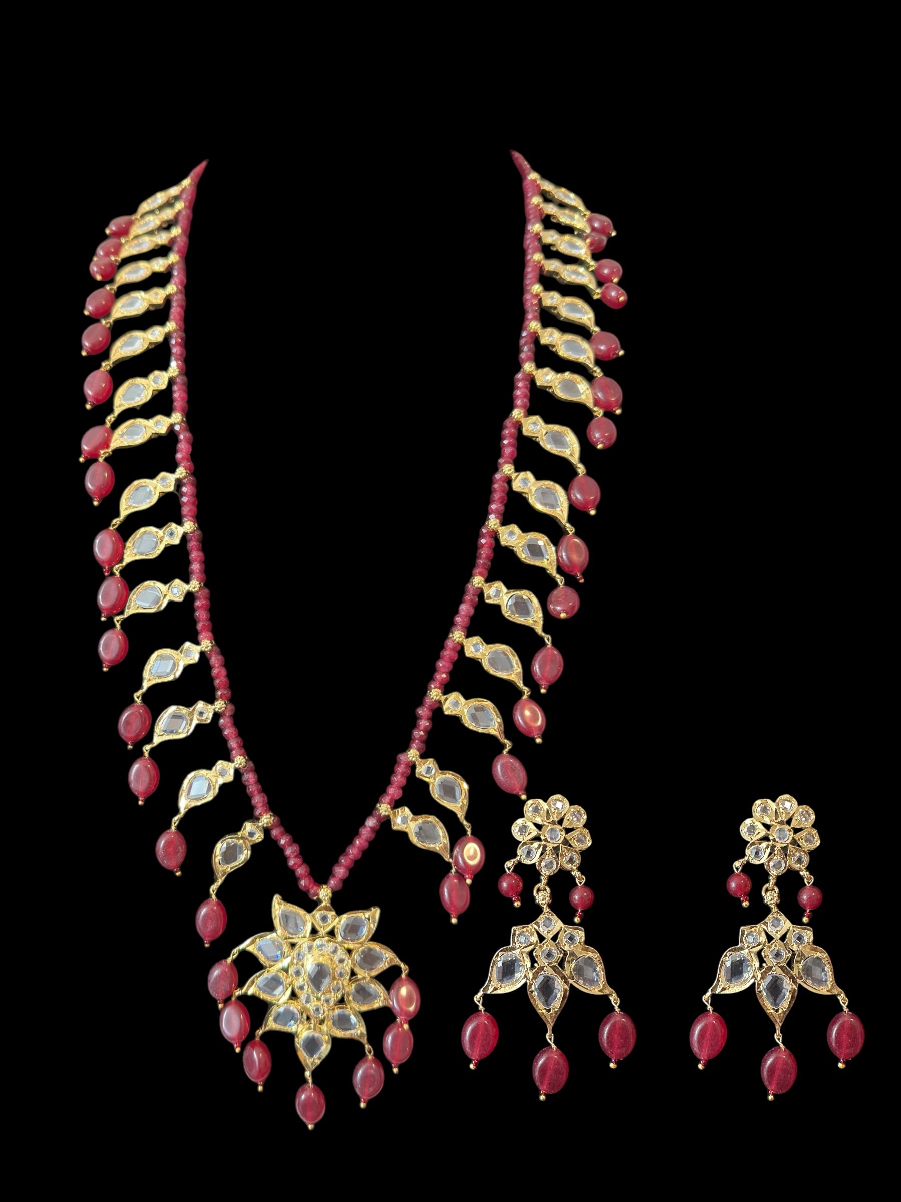 DLN105 Erica pathani haar with earrings in rubies ( READY TO SHIP ...