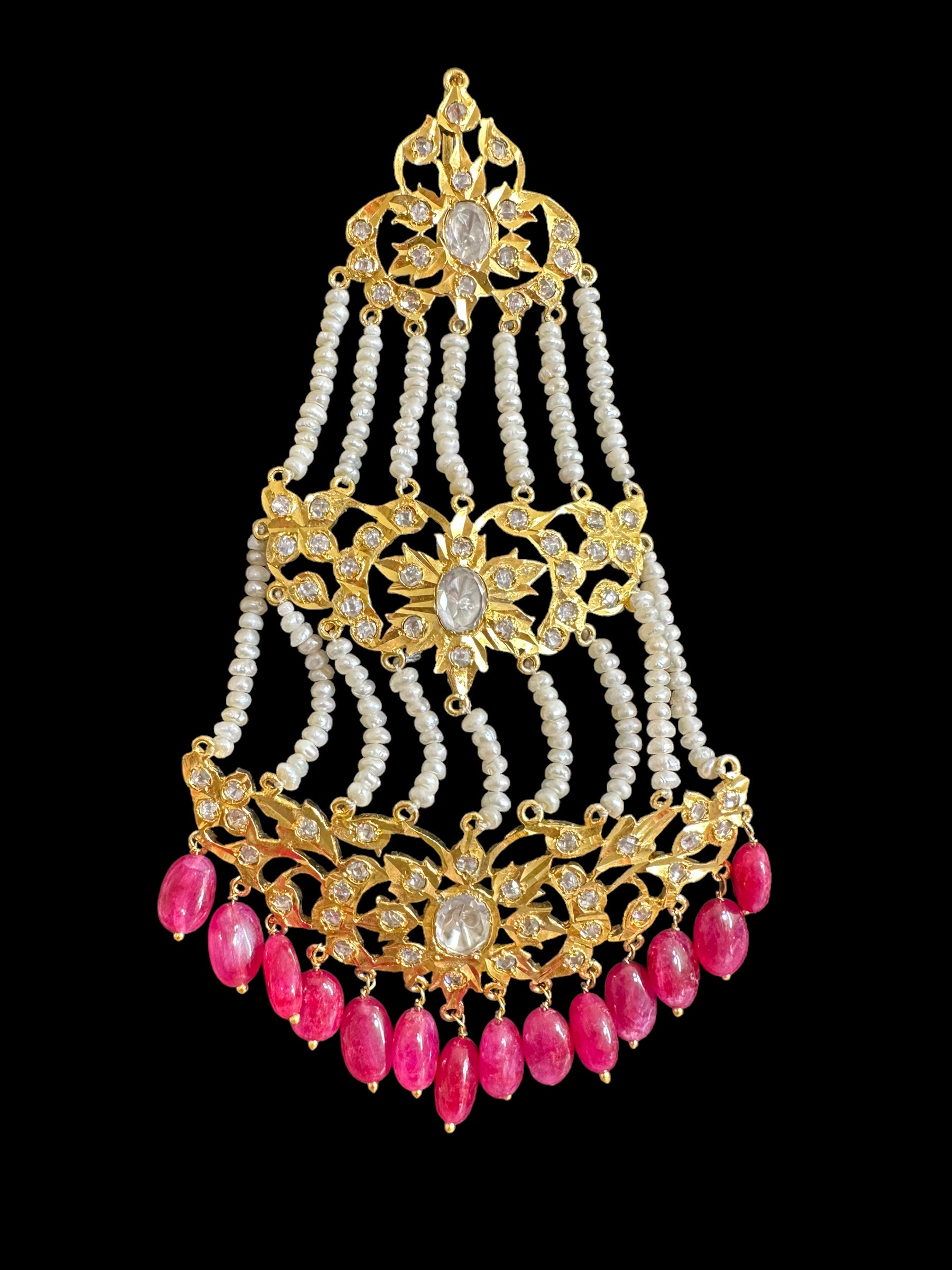DJHR87 Hyderabadi jhoomar in fresh water pearls and rubies ( READY TO ...