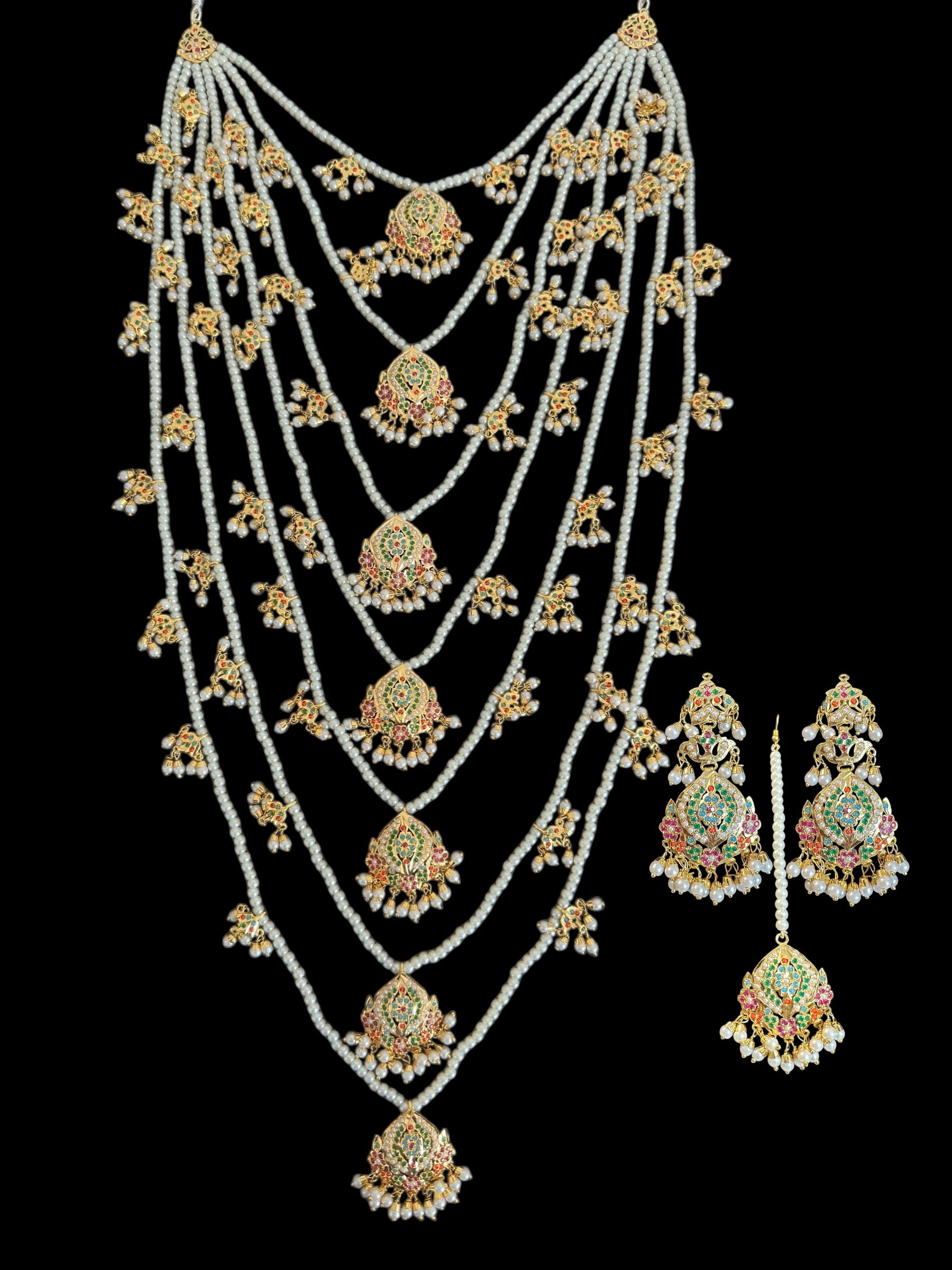 SAT113 Anya jadau 7 layered / satlada in Navratan ( READY TO SHIP ...