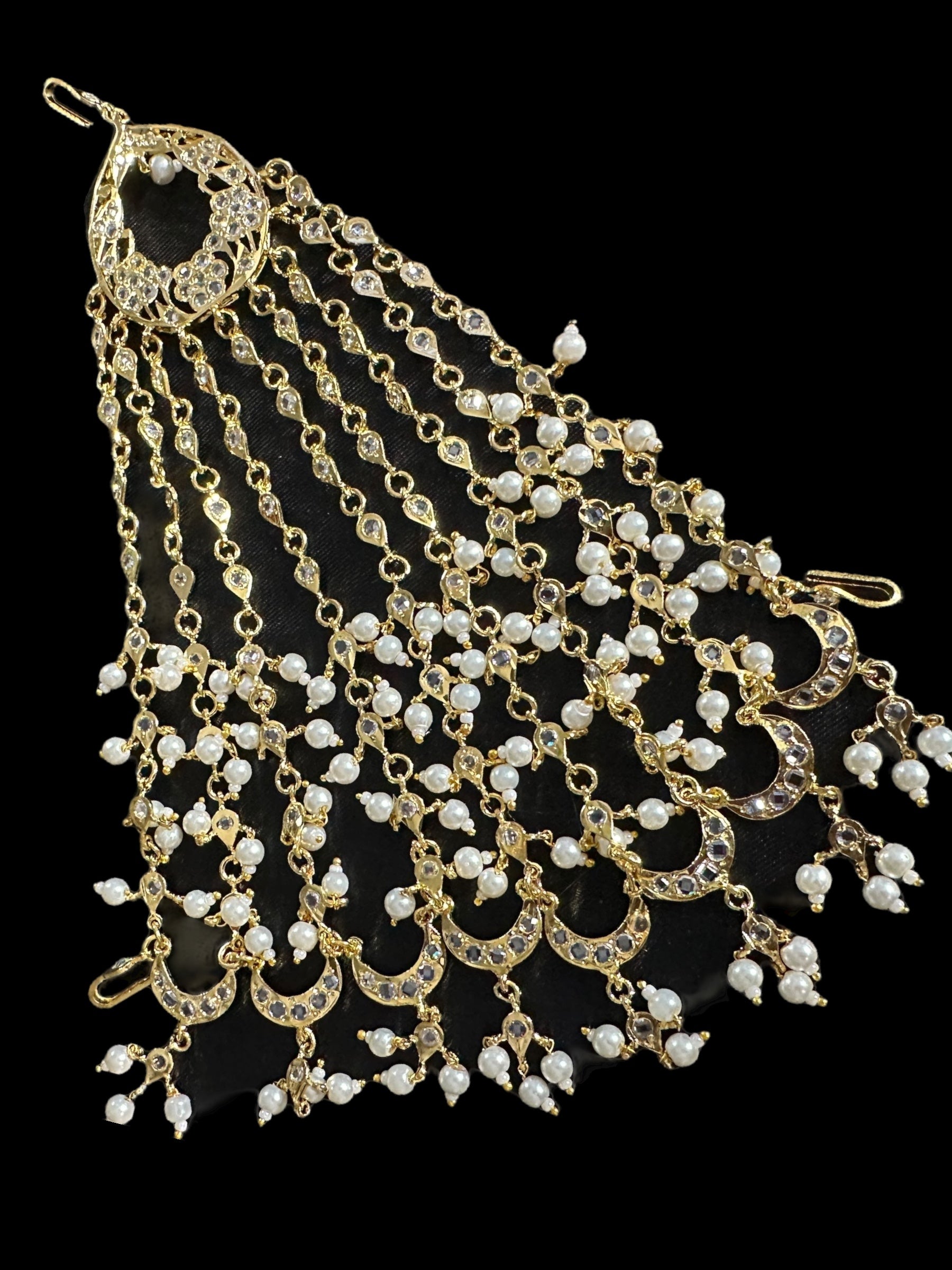 DJHR114 Sidra Hyderabadi Jhoomar Elegant Gold-Plated Bridal Passa | De ...