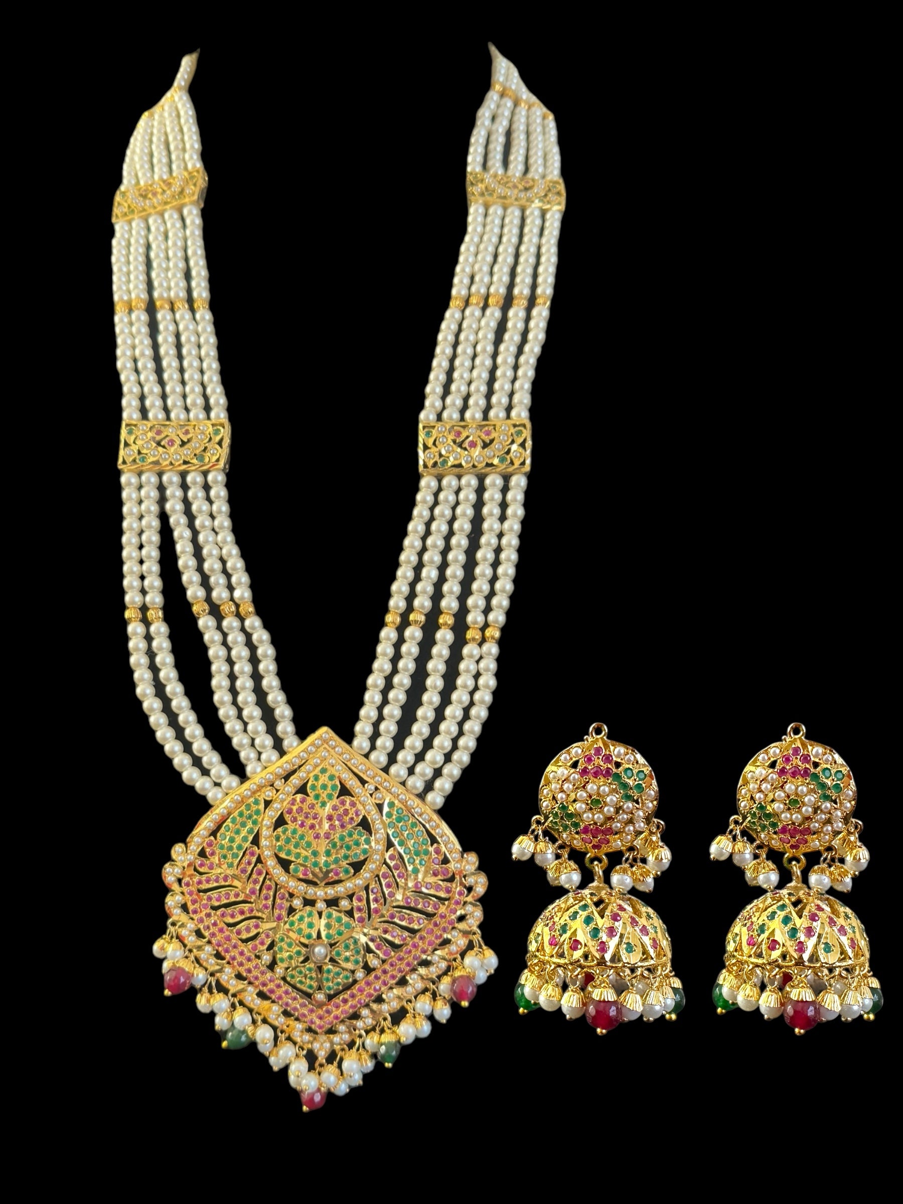 DLN108 Roosa Punjabi rani haar in ruby emerald ( READY TO SHIP ...