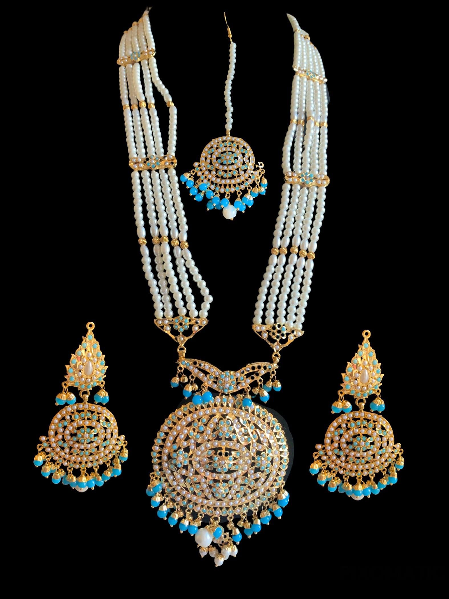 DLN44 Simran rani haar in turquoise ( READY TO SHIP) – Deccan Jewelry