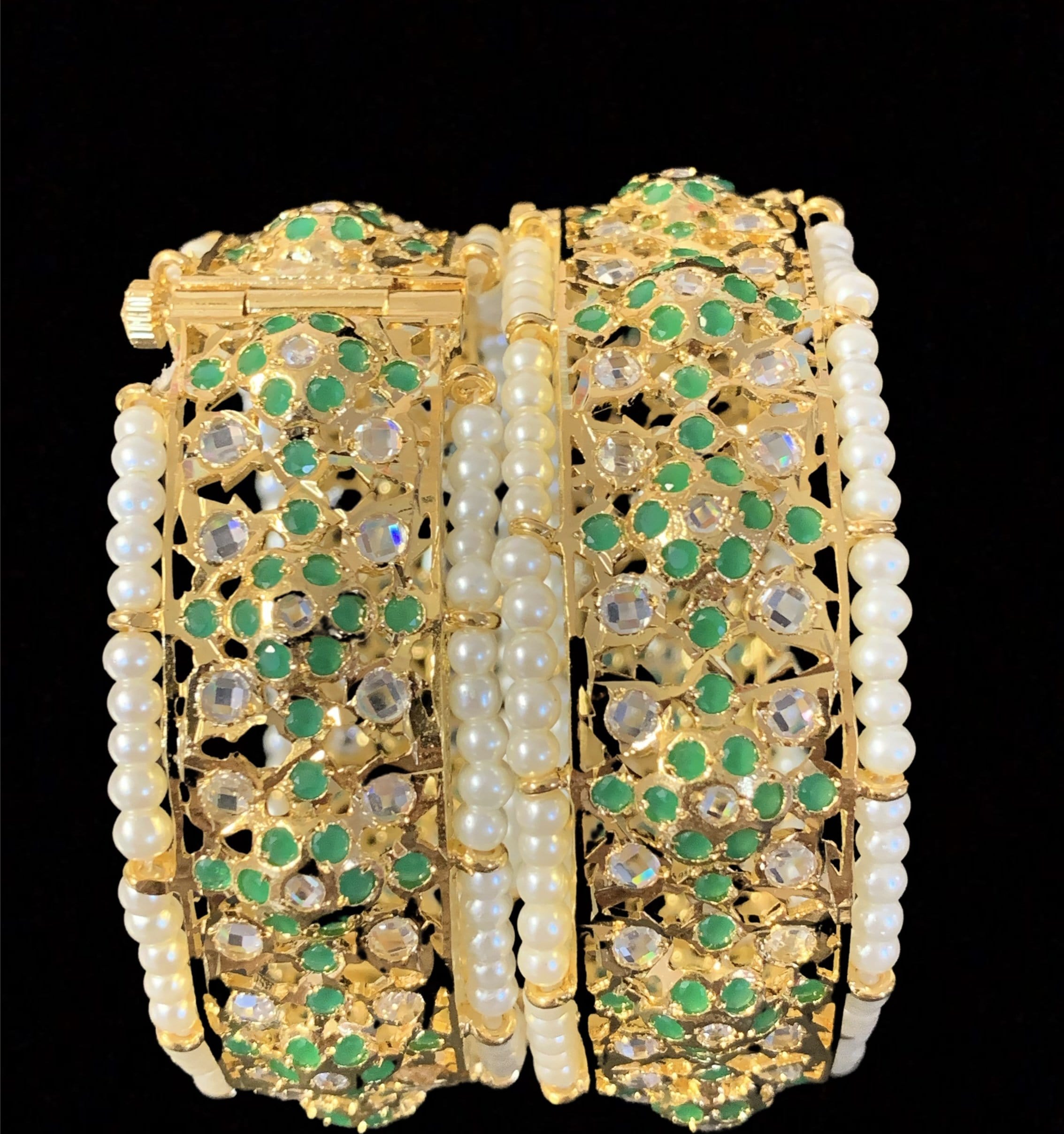 B133 Azmah green bangles ( READY TO SHIP ) – Deccan Jewelry
