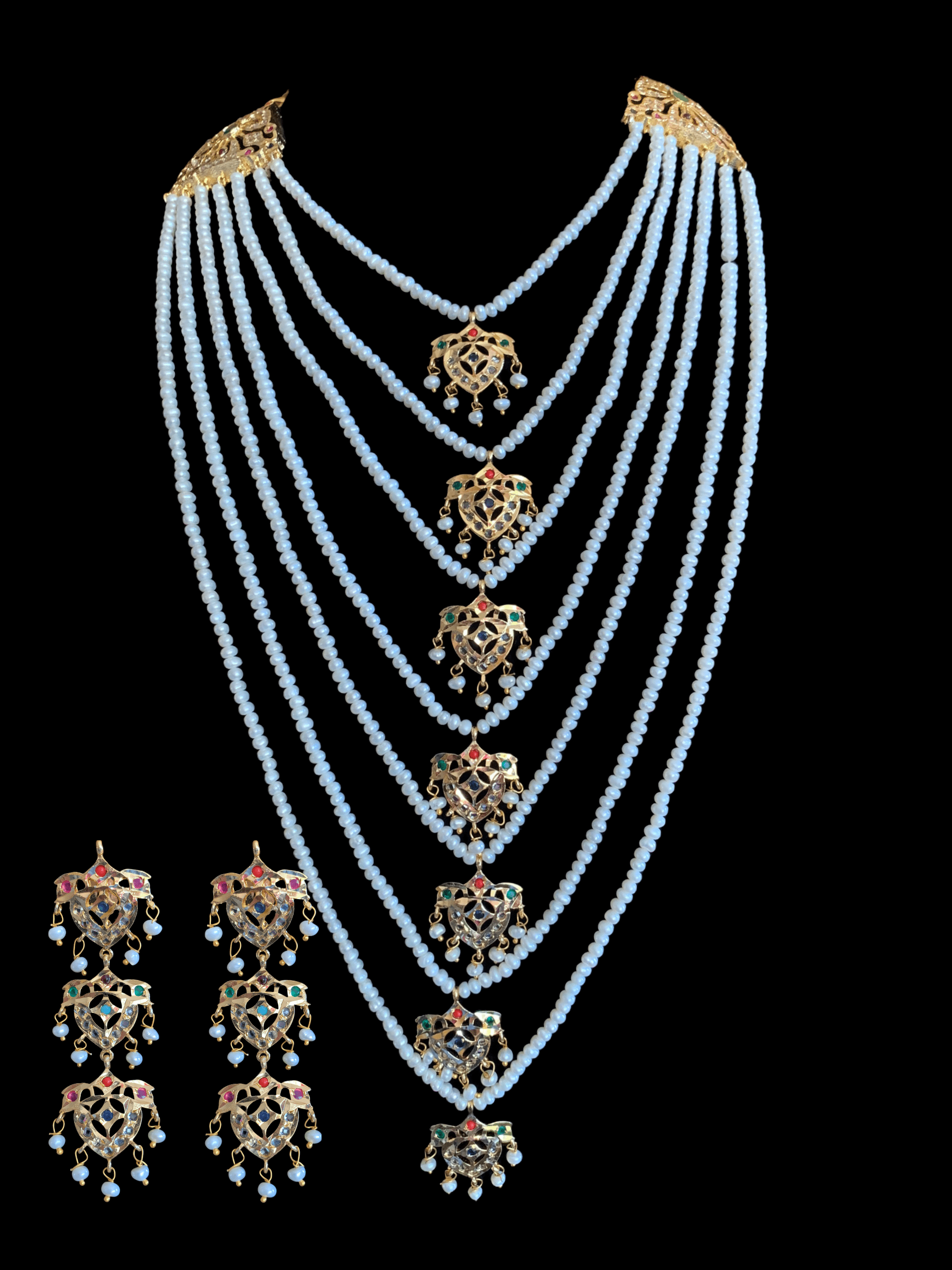 SAT8 Talia satlada in fresh water pearls - navratan (READY TO SHIP ...