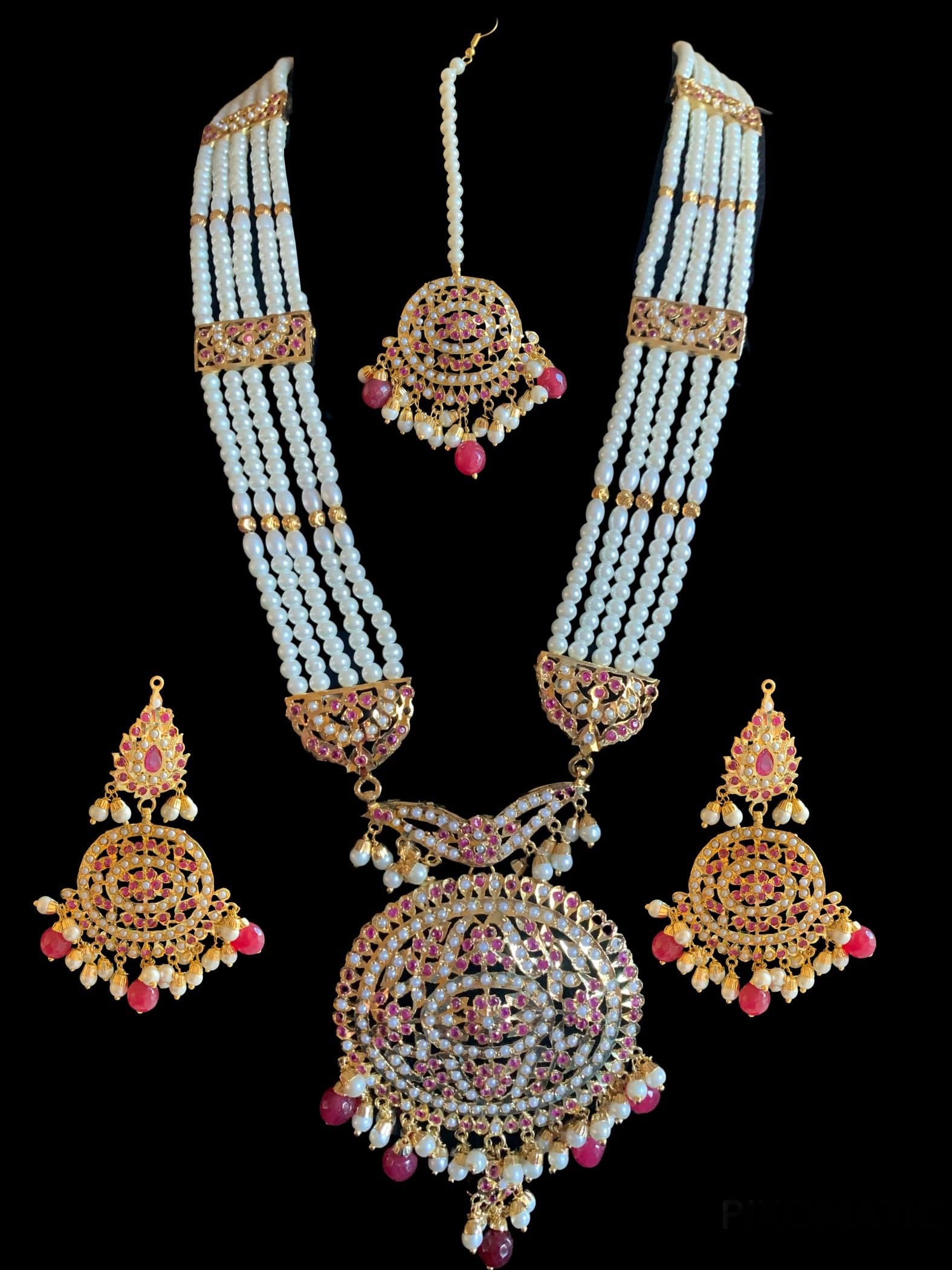 Simran rani haar in ruby with pearls ( READY TO SHIP) – Deccan Jewelry