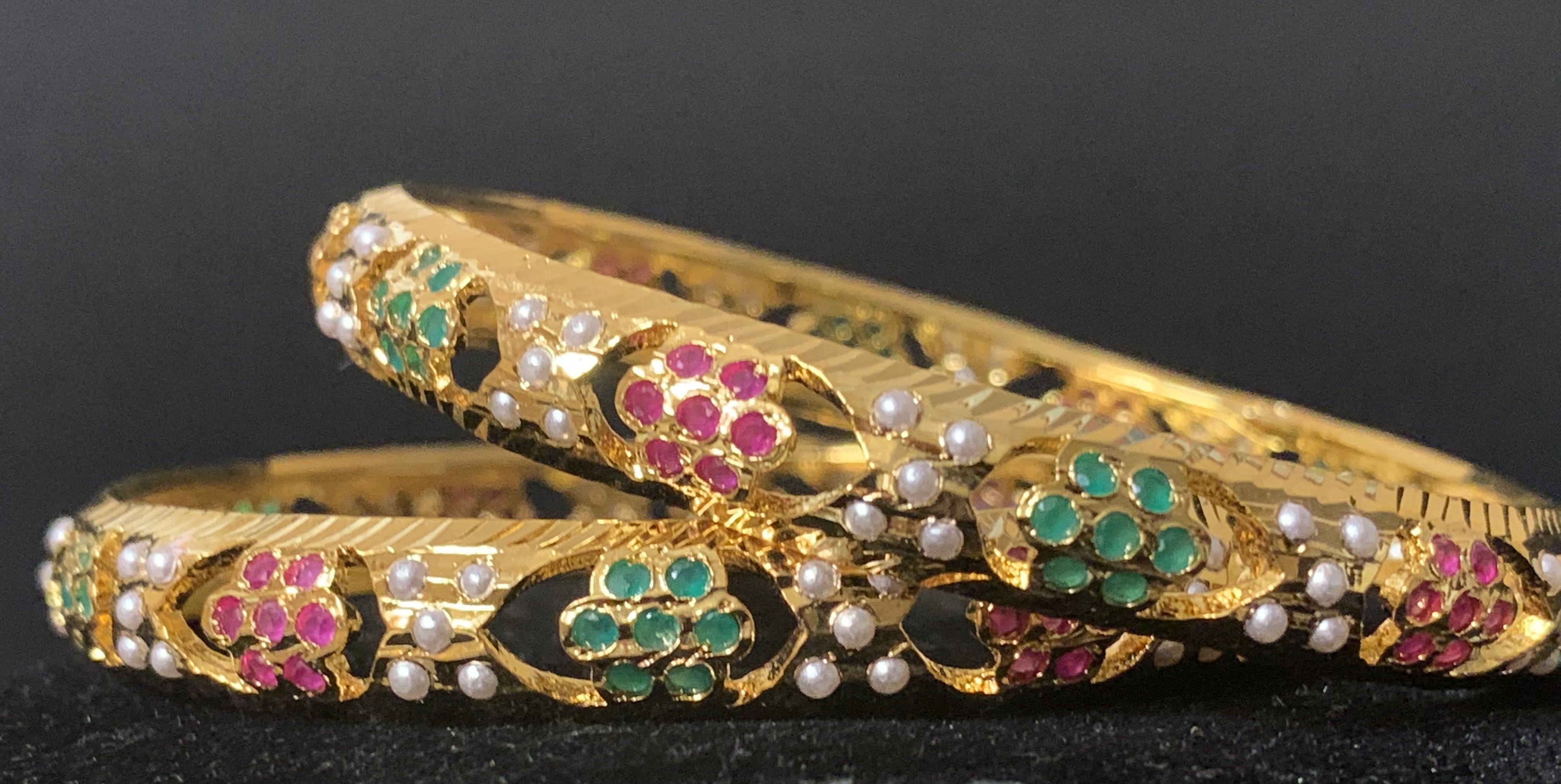 B94 Shama ruby emerald bangles ( READY TO SHIP ) – Deccan Jewelry