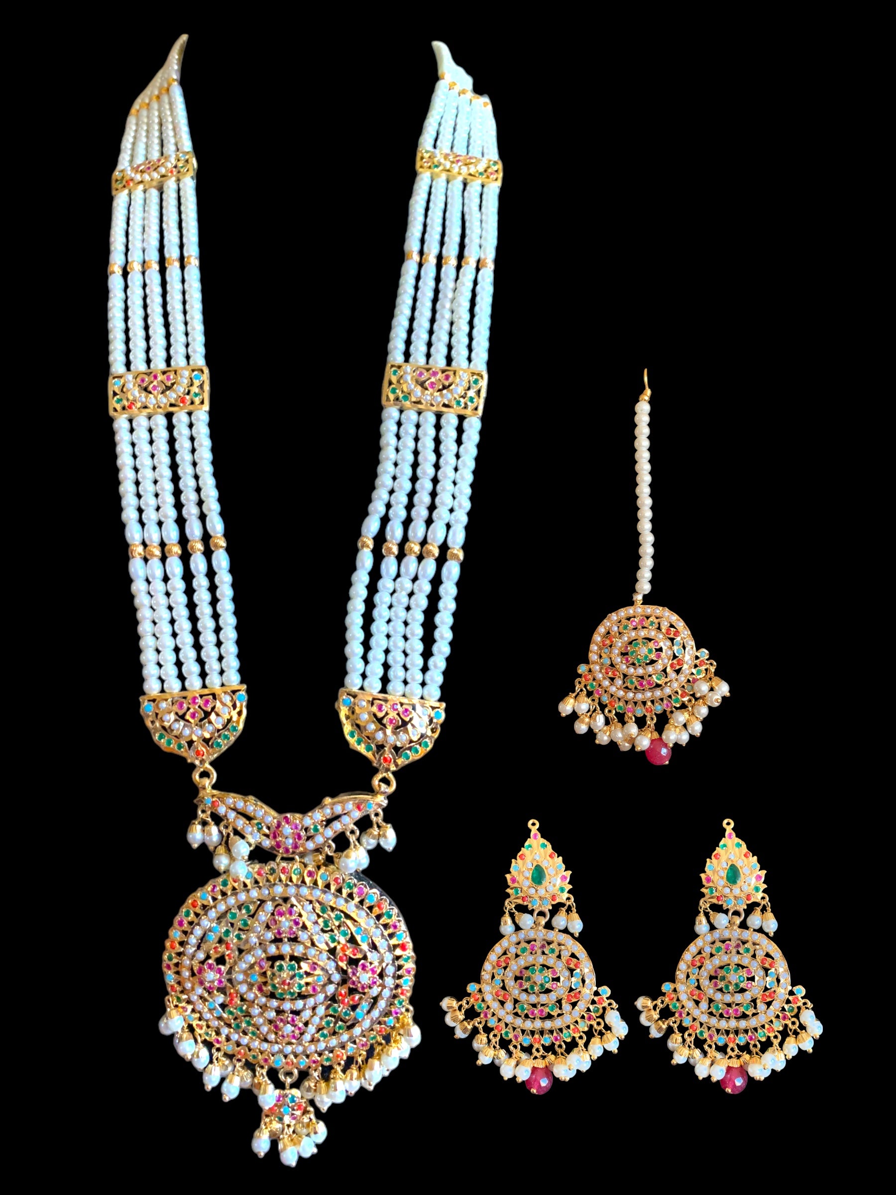 LN170 Simran rani haar in Navratan ( SHIPS IN 3 WEEKS ) – Deccan Jewelry
