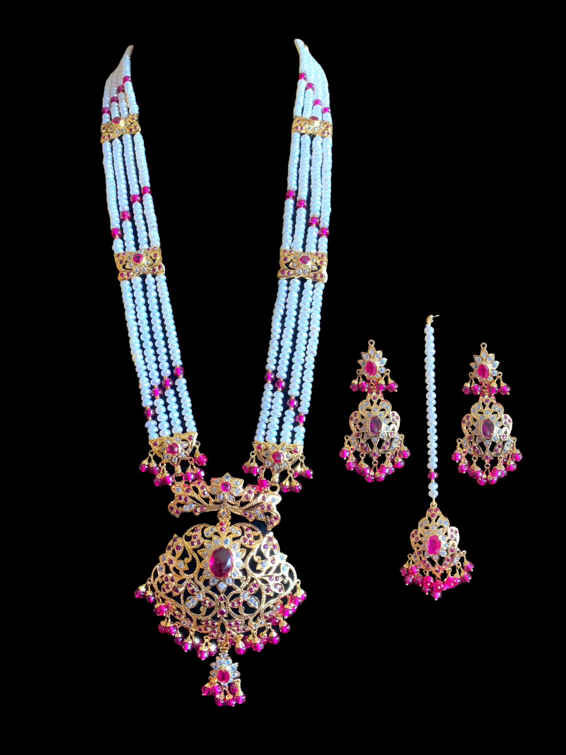 MAHNOOR gold plated silver Rani haar in rubies – Deccan Jewelry